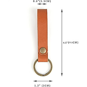 Zittop Leather Keychain POB Solid Metal Bronze Handcraft Key Ring Lanyard Handmade (Coffee colour)