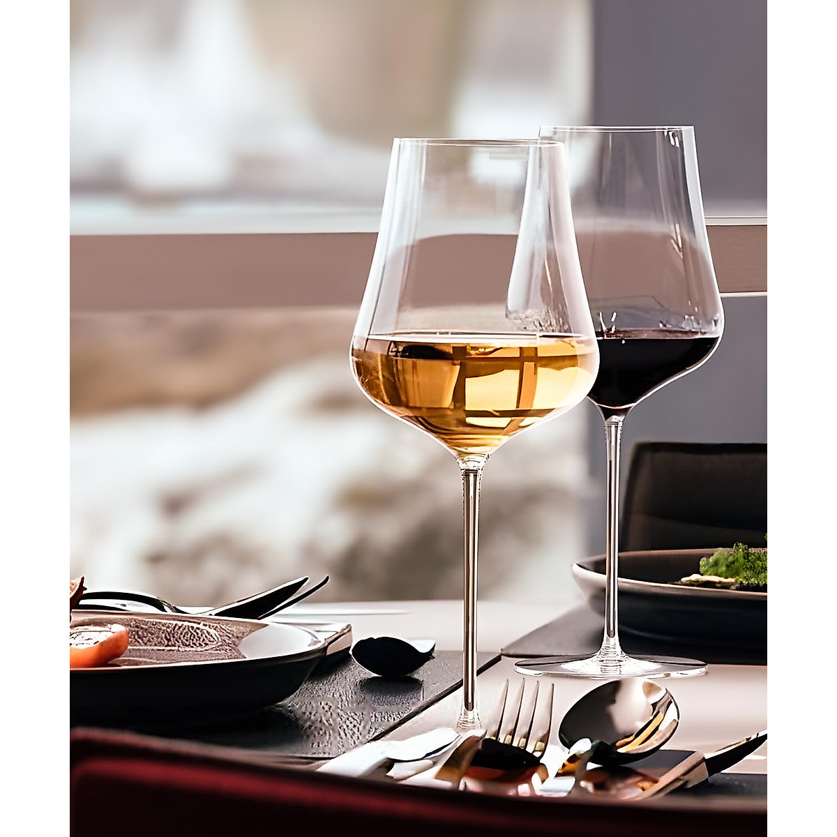 LUNA & MANTHA Red Wine Glasses | Set of 4 | Premium Crystal Wine Glass | Hand-Blown Long Stem Burgundy Wine Glasses | 18Oz | Martini Set Gifts for Wedding, Anniversary, Birthday|Clear