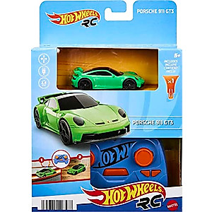 Hot Wheels 1:64 Scale RC Toy Car, Remote-Control Porsche 911 for On & Off Track Racing with USB Cable for Recharging