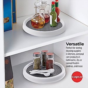Copco Non-Skid Pantry Cabinet Lazy Susan Turntable, 9-Inch, White/Gray 2