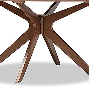 Baxton Studio Monte Mid-Century Modern Walnut Brown Finished Wood 71-Inch Oval Dining Table