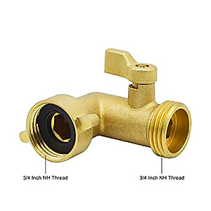 HYDRO MASTER Heavy Duty Brass Shut Off Valve,Garden Hose Elbow Connector,3/4" FHT x 3/4" MHT (90)