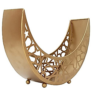 Ramadan Food Tray, Ramadan Tray Moon Shape Large Capacity 11.8x8.3x3.1in Decorative Iron Serving Tray for Islam Muslim Eid Holiday