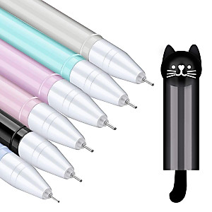 IBosins 12 Pieces Cute Cat Pen 0.5 mm Gel Kawaii Pens Black Ball Point Japanese Pens for Cat School Office Supplies Kawaii Accessories for Cat Lovers