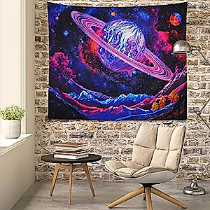 Instruban Planet Tapestry - Trippy Mountain Design Wall Hanging for Bedroom and Living Room - Magic Space Theme - 51.2 x 59.1 Inches