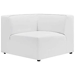 Modway Mingle Vegan Leather Sectional Sofa Corner Chair, White 37 x 37 x 27