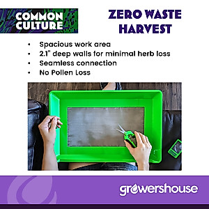 COMMON CULTURE Trim Tray Kit with Trimming Tray 13" x 20", 150 Micron Pollen Screen, Bottom Harvest Bin, Scissors, Herb Plant Flower Dry Sifter Accessories and Supplies Set