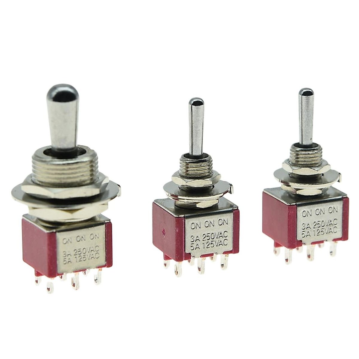 SALECOM 1x Guitar/AMP Fat Bat Toggle Switch DPDT 3 Way ON ON ON and 2x Mini Toggle Switches On/On/On