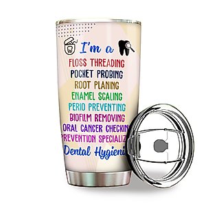 MEDROC Dental Hygienist Gifts Tumbler - Stainless Steel 20oz, Funny Dental Hygiene Gifts For Women Men, National Dental Hygienists Week Gifts For Coworker Drinking Coffee Cups (DH06)