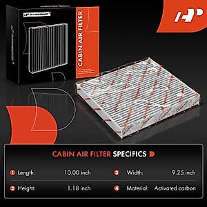 A-Premium Cabin Air Filte with Activated Carbon - Compatible with Audi & Volkswagen Models - A3, A3 Quattro, Q3, S3, TT Quattro, Jetta, Golf, Tiguan, Atlas, GTI