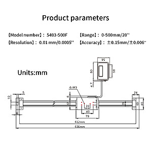 Digital Readout Linear 0-500mm/20inch，LCD Remote Digital Linear Scale DRO for Milling Machines Lathes