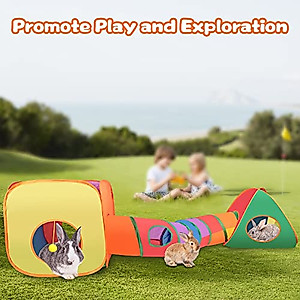 BWOGUE Bunny Tunnels & Tubes Collapsible Rabbit Hideout Tube and Foldable Cubes Playground Small Animal Activity Hideaway for Dwarf Rabbits Bunny Guinea Pigs Kitty