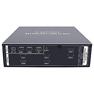 ISEEVY 4K60 UHD Video Wall Controller 2x3 3x2 1x5 1x6 4K TV Wall Controller for 6 TV Splicing Display Support 3840x2160@60Hz Inputs and Rotate 90 Degree for Portrait Mode Screens