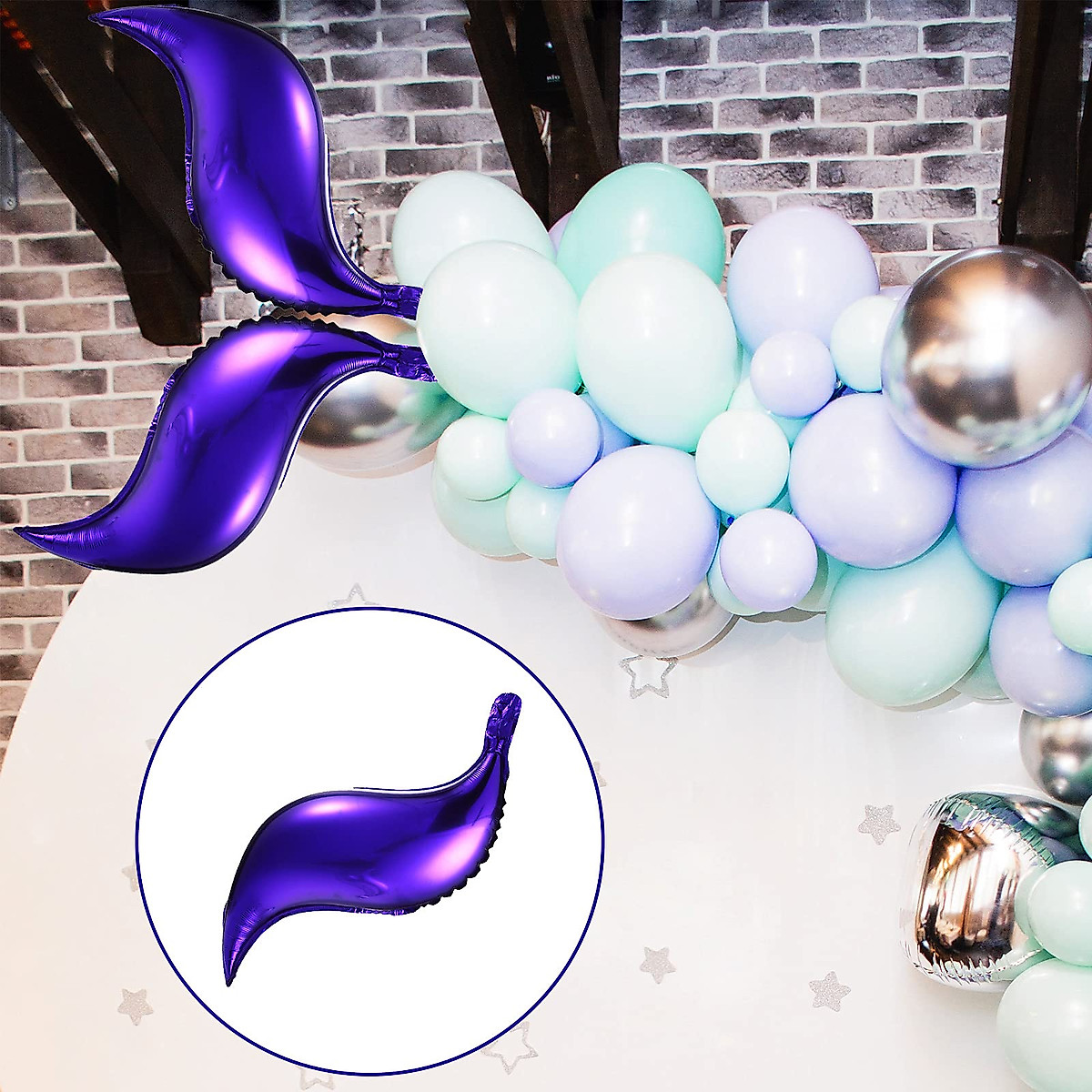 10 Pieces Mermaid Tail Balloons 24 Inches Large Curve Foil Balloon Mermaid Tail Foil Balloons Mermaid Tail Balloon Party Supplies for Birthday Baby Shower Wedding, Purple, Blue, Gold, Silver, Rose Red