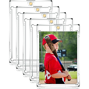 Zonon 5 Pieces Magnetic Card Holder Base Trading Card Stand Protector 35 Pt Acrylic Baseball Card Protectors Card Sleeves Protector Case for Trade Card Holder Baseball Card Storage and Display