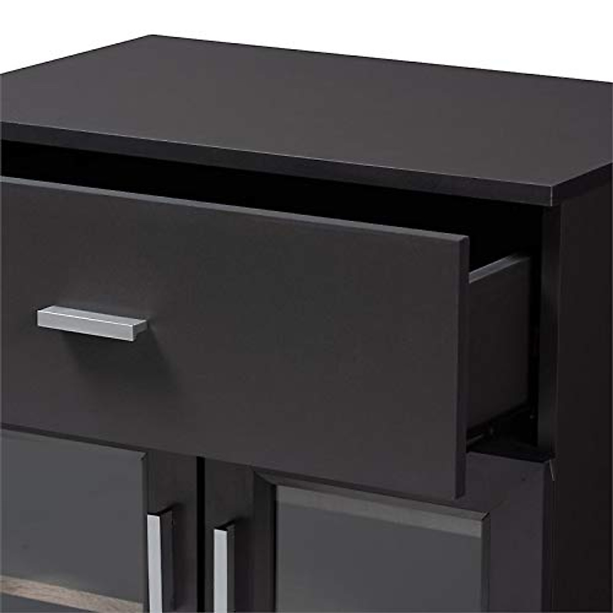 Baxton Studio Jonas Server Cabinet in Dark Grey and Oak Brown