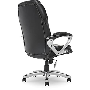 Serta Executive Office Padded Arms, Adjustable Ergonomic Gaming Desk Chair with Lumbar Support, Faux Leather and Mesh, Black
