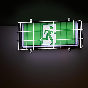 Holibanna Emergency Exit Light Wire Guard 2pcs Mount Exit Sign Damage Stopper Cage Steel Wire Guard Emergency Sign Protective Covers for School Office Gym