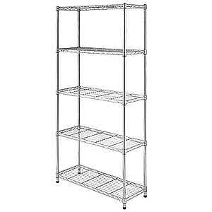 XIAOSENLIN 5 Tier Wire Shelving Metal Storage Rack Adjustable Shelves, Standing Storage Shelf Units for Laundry Bathroom Kitchen Pantry Closet (Silver5-5-Tier)