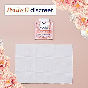 Vagisil Scentsitive Scents On-The-Go Feminine Cleansing Wipes, pH Balanced, Peach Blossom, Individually Wrapped, 16 Count (Pack of 1)