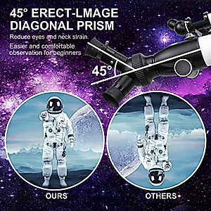 Telescope for Astronomy Beginners, 20-167X HD Telescope for Kids Adults, Rotable Lens, 60mm Aperture 500mm AZ Mount, with Carry Bag, Phone Adapter, Ajustable Tripod