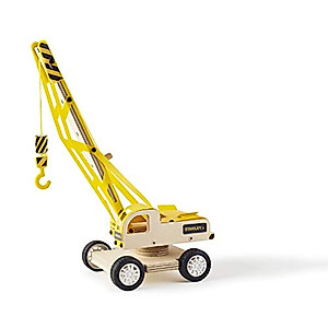 Stanley Jr. STANLEY Jr DIY Yellow Lifting Crane Kit for Kids - Easy Assembly Crane Building Kit - Wood Crane Toy Craft - Wood, Paint & Decals Included