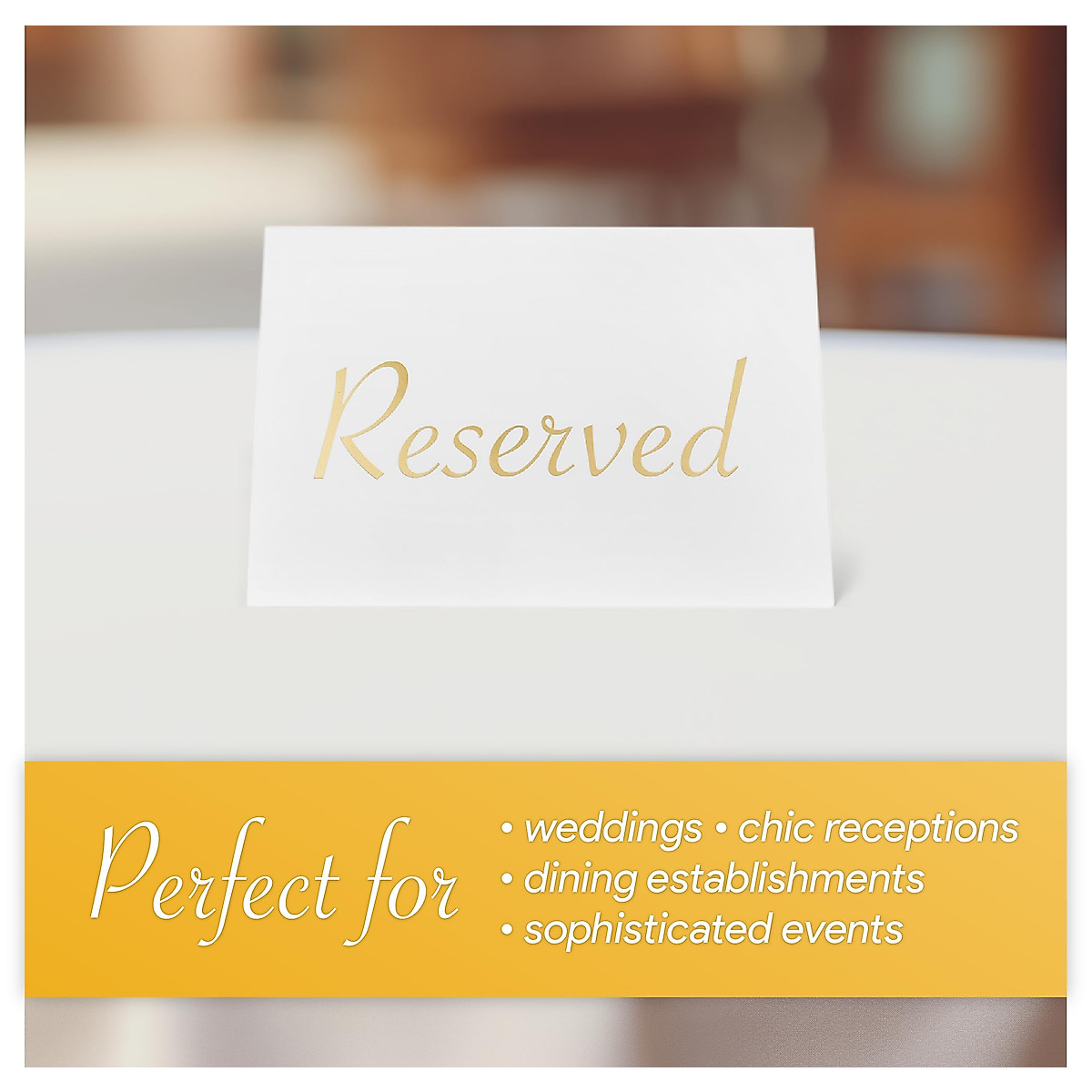 Reserved Table Signs for Wedding 20 Pack | Elegant Gold Place Cards Reserved for Family at Wedding Reception Restaurant Party