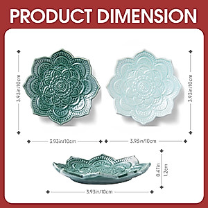 PUDDING CABIN Boho Ring Dish Small Jewelry Dish Ceramic Trinket Tray Crystal Holder 2 Set of Boho Decor, Wedding Bridal Shower Gifts for Bridesmaids Bride