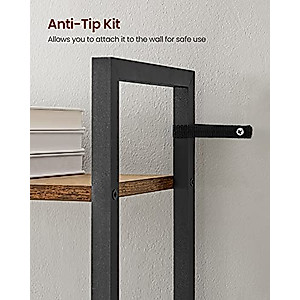 VASAGLE ALINRU 6-Tier Bookshelf, Tall Storage Shelves, Shelving Unit with Steel Frame, for Living Room, Entryway, Hallway, Office, Industrial Style, Rustic Brown and Black ULLS113B01