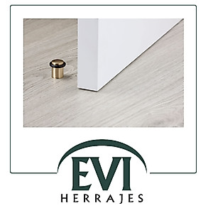 EVI | Doorstop | 1.06'' X 1.15'' | Threaded Base | Natural Silicone Black Rubber | Brass Matte Finished | Includes Strips + Fastening Anchor | 2X Mod. I-108