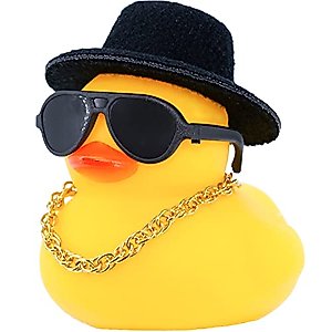MuMyer Rubber Duck Car Ornaments Duck Car Dashboard Decorations for Car Dashboard Decoration Accessories with Mini Hat Swim Ring Necklace and Sunglasses