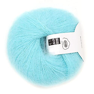 Knitting Tool, Pashm Knit Pins Quilting Pins Angora Long Wool Yarn Hot Popular Soft Mohair Sewing and Embroidery Craft Collection (07 Water Blue)