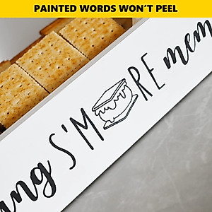 S'Mores Station Box, Farmhouse S’more Bar holder with Cutout Handle, Wooden Smores Caddy, Smores Accessories Organizer, Smores Supplies Container, Smores Serving Tray (White)