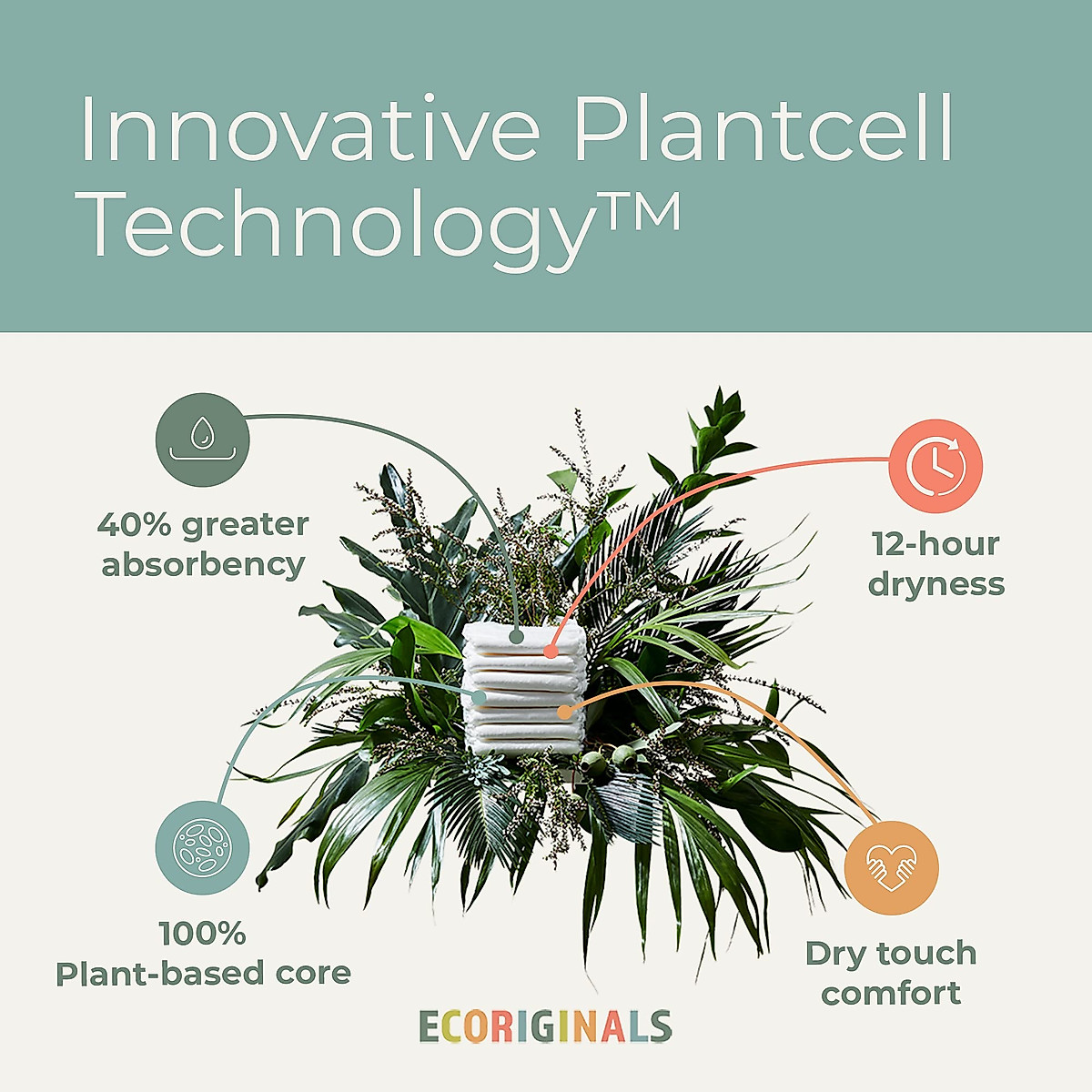 Ecoriginals Eco Disposable Hypoallergenic Diapers | Newborn Plus Baby Size 1, 8-13lbs | 1 Pack, 28 Count | Plant-Based, Non-Toxic