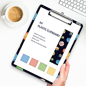 ZAXMEY Plastic A4 Clipboards, Cute Clipboard Stardard Letter Size for Teacher, Kids, Lightweight Clip Board | Decorative Clip Boards | Office Clipboard | School Supplies(Planet).
