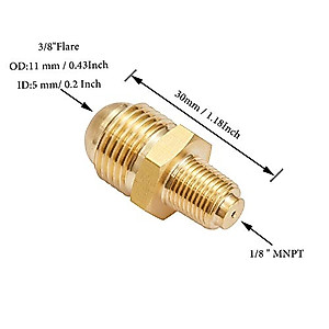 Litorange 3 PCS Propane Orifice Connector Brass Tube Fitting 3/8" Flare x 1/8" MNPT, Turkey Fryer Parts,For Propane Gas