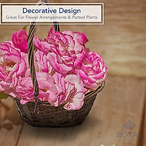 Royal Imports Willow Woven Braided Gift Basket for Easter, Baby Shower, Wedding Flower Girl - Small Oval w/Static Handle & Plastic Insert