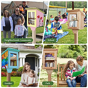 Ecoaterui Little Library Box Outdoor Free Library - Double Little Library Outdoor Box Storage with Shelf for Neighborhoods, Community, Schools Sharing Books, Literature, Flyers, Newspapers Art