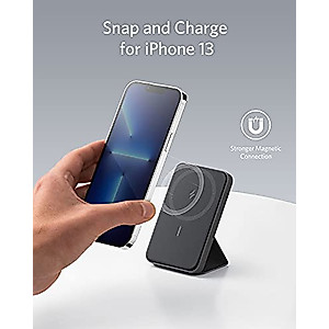 Anker 622 Magnetic Battery (MagGo), 5000mAh Foldable Magnetic Wireless Portable Charger and USB-C for iPhone 14/13/12 Series (Interstellar Gray)