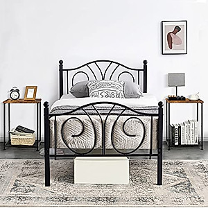 DOMYDEVM Nightstand Set of 2, 2 Tier Small End Table with Open Storage Shelf, Industrial Side Bedside for Bedroom Living Room Office Farmhouse, Rustic Brown and Black