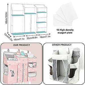TOCKONIMN Hanging Diaper Caddy Organizer for Baby Crib - 3-in-1 Diaper Stacker for Changing Table Nursery Organization Storage Holder for Baby Essentials Attachment Portable Combining Clothing