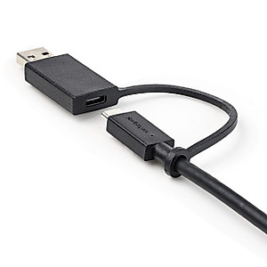 StarTech.com 3ft (1m) USB-C Cable with USB-A Adapter Dongle - Hybrid 2-in-1 USB C Cable w/USB-A - USB-C to USB-C (10Gbps/100W PD), USB-A to USB-C (5Gbps) - Ideal for Hybrid Docking Station (USBCCADP)