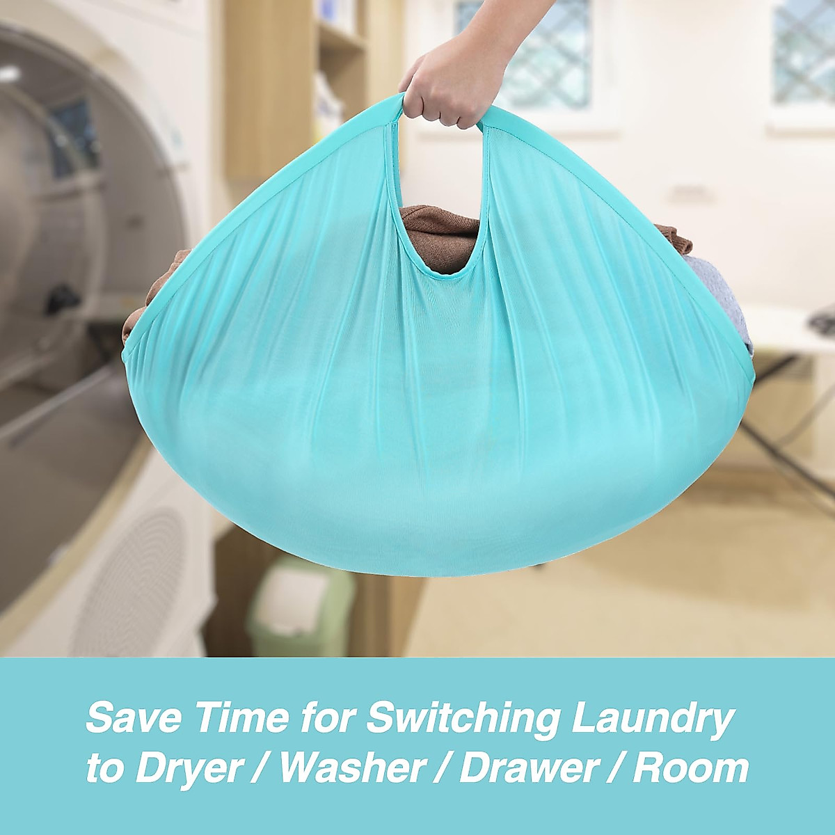 27" Pop Up Laundry Hamper, HEON Collapsible Laundry Basket for Dirty Clothes Dryer & Washer Removal, Foldable Laundry Basket Portable Clothing Hamper Carrier for Mom Dad Wife Husband Friends(Cyan)