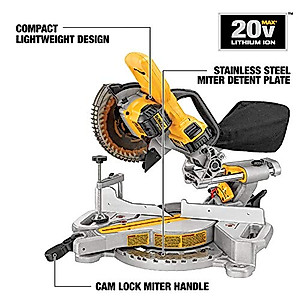 DEWALT 20V MAX* 7-1/4-Inch Miter Saw, Cordless (DCS361M1)