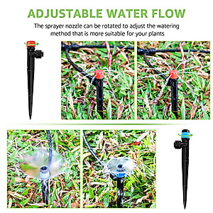 MIXC Easy-Connect Drip Irrigation Kit, 100FT Garden Micro Automatic Irrigation System Patio Misting Plant Watering System with 1/4" Blank Distribution Tubing Adjustable Nozzle Emitters Sprinkler