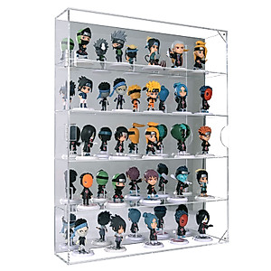 AITEE Acrylic Display Case with Mirrored Back, Display Cabinet for Mini Funko Pop Figures, Dust-Proof Clear Wall Mounted or Desktop 5 Tiers Storage Organizer, for Mini Toys, Rock Stone and Figures