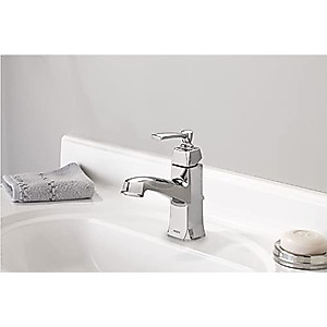 Moen Conway Chrome One-Handle Single Hole or Centerset Bathroom Faucet with Drain Assembly, WS84923