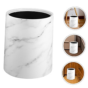 Ciieeo Garbage Can Marble Trash Can Bathroom Waste Container Living Room Trash Can Plastic Waste Bin Wastebasket Marble Bathroom Trash Can Waste Storage Bin Bathroom Garbage Container, White