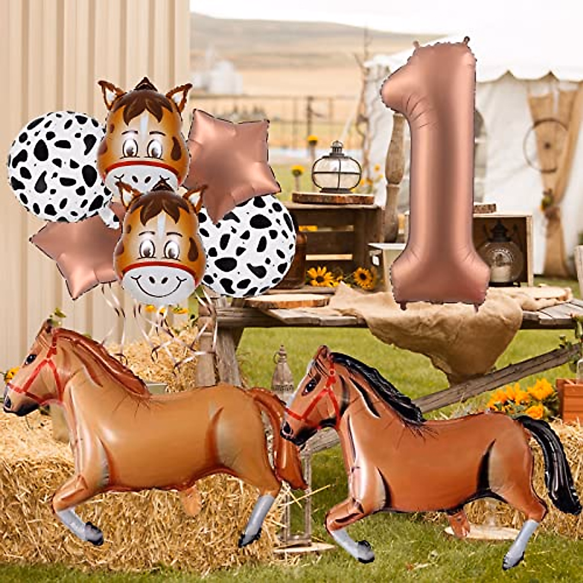 Cowboy Party Balloons First Rodeo Birthday Party Decorations Boy 40 Inch Western Cowboy Horse Themed Balloons For Birthday Party 1st Wild West Party Supplies for Arch Garland Party Baby Shower