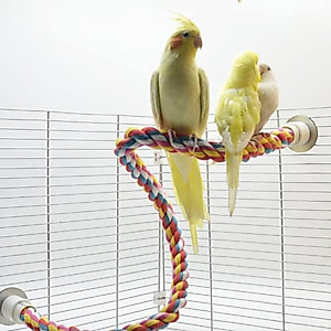 Bird Rope Perches, Colorful Cotton Parrot Toys Comfy Perch for Rope Bungee Bird Toy for Parakeets, Cockatiels, Conures, Lovebirds, Budgie (Large)
